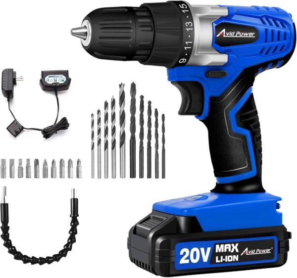 AVID POWER 20V Cordless Drill Kit – Versatile 3/8" Keyless Chuck - Best ...